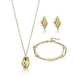 Schmuckset AMELIA PARKER "AS025G", gold, Schmuck_Sets, Damen, 45+6cm, Edelstahl, Schmuckset, 45+6 cm