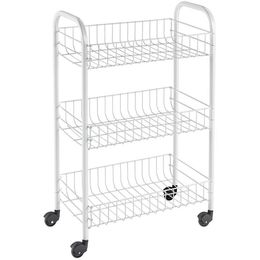Rollwagen Metaltex "Siena", wei&szlig;, B:41cm H:63cm T:23cm, Metall, Rollwagen, Rollwagen, 3 Etagen, 4 Lenkrollen