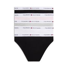 Slip "5 PK BIKINI", M&auml;dchen, Gr. 128/134, 5 Stk., schwarz, htr, l pink, wei&szlig;, schwarz, Jersey, Obermaterial: 95% Baumwolle, 5% Elasthan, Tommy Hilfiger Underwear, k&ouml;rpernah, Unterhosen Slip, f&uuml;r M&auml;dchen