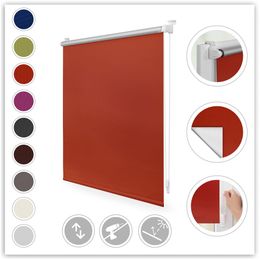 Seitenzugrollo LICHTBLICK ORIGINAL "Klemmfix Hitzeschutz" Gr. 16, orange (terra, terra), B:110cm H:150cm, Polyester, Rollos, Seitenzugrollo, mit Thermobeschichtung