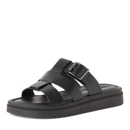 Pantolette Tamaris, Damen, Gr. 36, schwarz, Glattleder, unifarben, Schuhe Pantolette, Schlupfschuh, Sommerschuh mit regulierbarem Schnallenverschluss