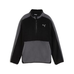 Sweatshirt Puma "ESS ELEVATED WINTERIZED RELAXED HALF-ZIP", M&auml;dchen, Gr. 140, Puma schwarz, Fleece, Obermaterial: 100% Polyester, relaxed fit normal, Rundhals, angesetztes B&uuml;ndchen, Sweatshirts Sweatshirt, mit Stehkragen, mit Rei&szlig;verschluss, mit K&auml;ngurutasche