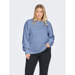 Sweatshirt Only CARMAKOMA "CARFEMME L/S PUFF EMBROIDERY UB SWT NOOS", Damen, Gr. M, blau (tempest), Sweatware, Obermaterial: 60% Baumwolle, 40% Polyester, unifarben, regular fit normal, Rundhals, B&uuml;ndchen, Sweatshirts Sweatshirt, Baumwollmischung, regular fit