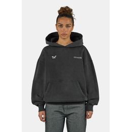 Kapuzensweatshirt Pegador "Nivelles Oversized Hoodie", Damen, Gr. L, grau (vintage schwarz), Sweatware, Obermaterial: 80% Baumwolle, 20% Polyester, bedruckt, oversize normal, Rundhals, Rippb&uuml;ndchen, Sweatshirts, Baumwollmischung, oversize