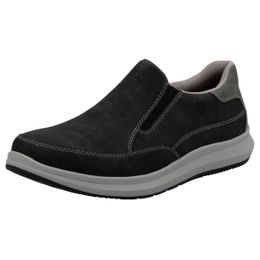 Slipper Rieker, Herren, Gr. 41, schwarz (schwarz, grau), Lederimitat, Basic, Schuhe Slipper, Slip-on-Sneaker, Halbschuh, Loafer, Freizeitschuh mit Gummizug