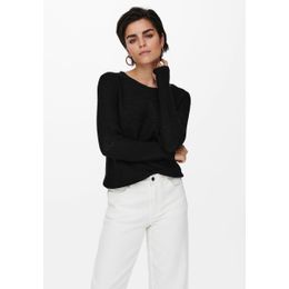Strickpullover Only "ONLGEENA XO L/S PULLOVER KNT NOOS", Damen, Gr. L, schwarz, Strick, Obermaterial: 65% Polyacryl, 35% Polyamid, unifarben, regular fit Po-bedeckend, Rundhals, Rippstrickb&uuml;ndchen, Pullover Strickpullover, Materialmix, regular fit