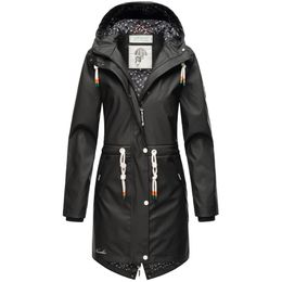Regenjacke Navahoo "Tropical Stormoo", Damen, Gr. M (38), schwarz, Obermaterial: 70% Polyester, 30% Polyurethan. Innenfutter: 100% Polyester. &Auml;rmelfutter: 100% Polyester. Wattierung: 100% Polyester, tailliert ca. Mitte Oberschenkel, hoch geschlossener Ausschnitt, &Auml;rmel ohne &Auml;rmelschlitz Rippstrickb&uuml;ndchen, Jacken Regenjacke, Wasserdichter Damen Outdoor Regenmantel