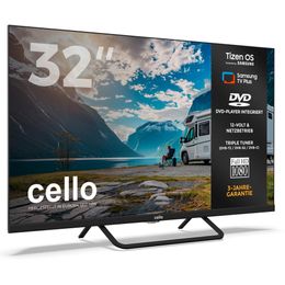 Cello CTrav Smart Tizen OS Camping LED TV mit Pitch Perfect Sound System, Triple Tuner, WLAN, Bluetooth, 12/24/230 V, 32 Zoll mit DVD Player - 