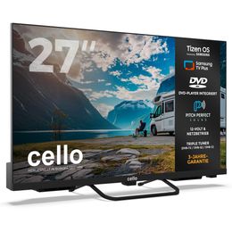 Cello CTrav Smart Tizen OS Camping LED TV mit Pitch Perfect Sound System, Triple Tuner, WLAN, Bluetooth, 12/24/230 V, 27 Zoll mit DVD Player - 