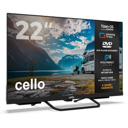 Cello CTrav Smart Tizen OS Camping LED TV mit Pitch Perfect Sound System, Triple Tuner, WLAN, Bluetooth, 12/24/230 V, 22 Zoll mit DVD Player - 