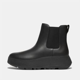 fitflop Fit Flop - "F-Mode" Stiefeletten f&uuml;r Damen, Leder, flach geformter Absatz (Schwarz)