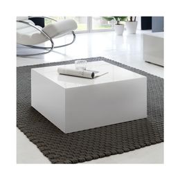 FineBuy Couchtisch MONOBLOC Holztisch Wei&szlig; 60 cm Wohnzimmertisch Sofatisch Tisch