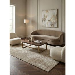 KADIMA DESIGN Viskoseteppich handgewebt BARI, einfarbig, Taupe, 120 x 170 cm