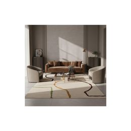 KADIMA DESIGN Wollteppich ELAN-Omont, geometrisch-abstrakt, Beige, 120 x 170 cm