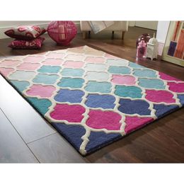 Wollteppich geometrisch Bunt 80 x 150 cm - DERWENT KADIMA DESIGN