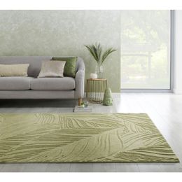 Wollteppich floral Gr&uuml;n-Beige 200 x 290 cm - LEVEN KADIMA DESIGN