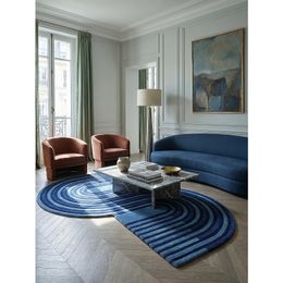 Wollteppich geometrisch Blau 150 x 240 cm - LEVEN KADIMA DESIGN