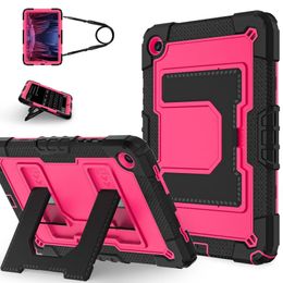 Wigento F&uuml;r Samsung Galaxy Tab A11 Plus Silikon Hybrid PC Holder H&uuml;lle Pink