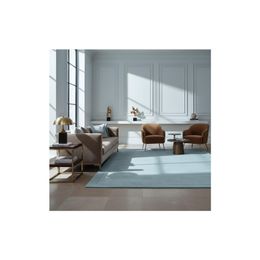 KADIMA DESIGN Wollteppich handgewebt STOW, mit Bord&uuml;re, Hellblaugr&uuml;n, 160 x 230 cm