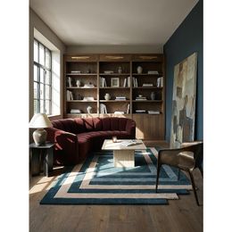 KADIMA DESIGN Wollteppich geometrisch T&uuml;rkis-Beige 150 x 240 cm - HALLEIN Kadima