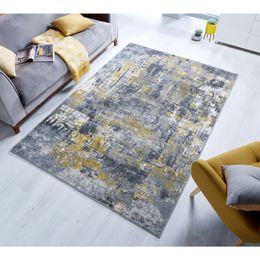 Teppich abstrakt Gelb-Grau 80 x 150 cm - DEE KADIMA DESIGN