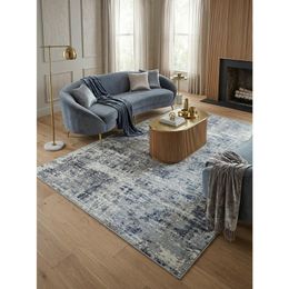 KADIMA DESIGN Teppich PARMA-Sorbolo, abstrakt, Dunkelblau, 120 x 170 cm