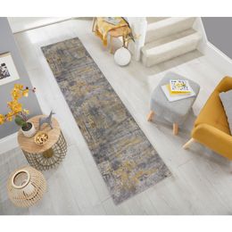 L&auml;ufer Jute Gelb-Grau 80 x 300 cm - DEE KADIMA DESIGN