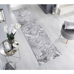 L&auml;ufer abstrakt Silber 80 x 300 cm - OUSE KADIMA DESIGN