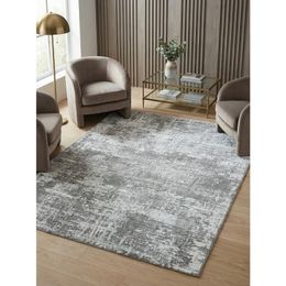 KADIMA DESIGN Teppich PARMA-Sorbolo, abstrakt, Silbergrau, 160 x 230 cm