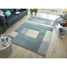 Teppich geometrisch Gr&uuml;n-Grau 120 x 170 cm - NIDD KADIMA DESIGN