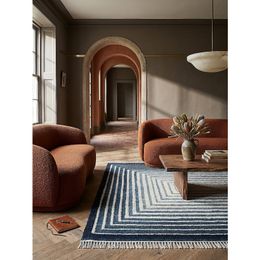 KADIMA DESIGN Flachgewebe-Teppich Wollmischung Blau 140 x 200 cm - FROND Kadima