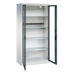 C+P Akkuladeschrank Acurado, abschlie&szlig;bar, mit Inneneinrichtung, B 930 x T 500 x H 1950 mm, Stahl, anthrazitgrau RAL 7016/lichtgrau RAL 7035