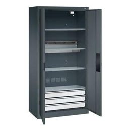 C+P Akkuladeschrank Acurado, abschlie&szlig;bar, mit Inneneinrichtung, B 930 x T 500 x H 1950 mm, Stahl, anthrazitgrau RAL 7016/anthrazitgrau RAL 7016