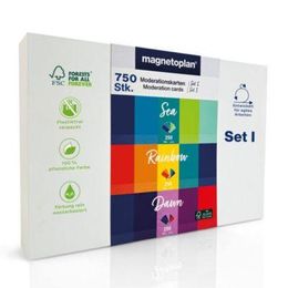 MAGNETOPLAN Moderationskartenset 1, 750-teilig, enth&auml;lt Farbserien Sea/Dawn/Rainbow, rechteckig, beschreibbar, B 200 x H 100 mm, farbig