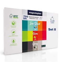 MAGNETOPLAN Moderationskartenset 2, 750-teilig, enth&auml;lt Farbserien Sea Dusk/Neon/Grey, rechteckig, beschreibbar, B 200 x H 100 mm, farbig