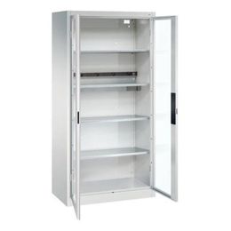 C+P Akkuladeschrank Acurado, abschlie&szlig;bar, mit Inneneinrichtung, B 930 x T 500 x H 1950 mm, Stahl, lichtgrau RAL 7035/lichtgrau RAL 7035