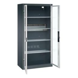 C+P Akkuladeschrank Acurado, abschlie&szlig;bar, mit Inneneinrichtung, B 930 x T 500 x H 1950 mm, Stahl, lichtgrau RAL 7035/anthrazitgrau RAL 7016