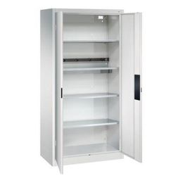 C+P Akkuladeschrank Acurado, abschlie&szlig;bar, mit Inneneinrichtung, B 930 x T 500 x H 1950 mm, Stahl, lichtgrau RAL 7035/lichtgrau RAL 7035