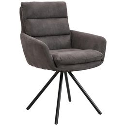 Cantus Armlehnstuhl, Grau, Metall, Textil, Drehkreuz, 62x89x65 cm, Sitzfl&auml;che 360&deg; drehbar, inklusive Armlehnen, Esszimmer, St&uuml;hle, Esszimmerst&uuml;hle, Armlehnenst&uuml;hle