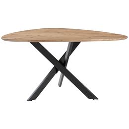 CARRYHOME Esstisch, Schwarz, Akazie, Holz, Metall, Akazie, massiv, dreieckig, Stativgestell, 135x76x135 cm, Fsc, Esszimmer, Tische, Esstische