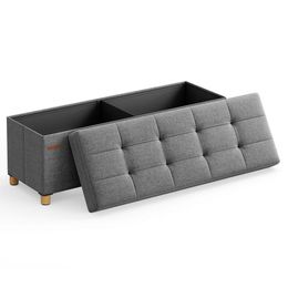 Sitzbox, Grau, Holz, Metall, 110x40x38 cm, als Aufbewahrungsbox verwendbar, Stauraum, Wohnzimmer, Hocker, Sitzw&uuml;rfel
