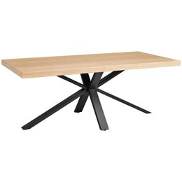 Mid.you Esstisch, Natur, Schwarz, Holz, Metall, Holzwerkstoff, Eiche, furniert, rechteckig, eckig, 100x76x200 cm, Esszimmer, Tische, Esstische