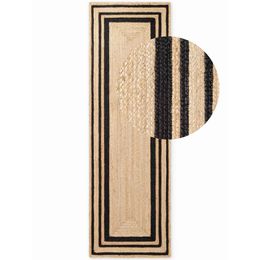 Hanse Home L&auml;ufer Looma, Schwarz, Goldbraun, Textil, Bord&uuml;re, rechteckig, 70x200 cm, Oeko-Tex&reg; Standard 100, f&uuml;r Fu&szlig;bodenheizung geeignet, in verschiedenen Gr&ouml;&szlig;en erh&auml;ltlich, pflegeleicht, strapazierf&auml;hig, Teppiche & B&ouml;den, Teppiche, Teppichl&auml;ufer
