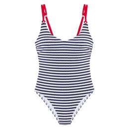 s.Oliver Swimsuit female size XXL marine blue / Dark red / White