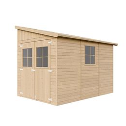HOLZ-GARTENHAUS (mit Seitenwand) MIT IMPR&Auml;GNIERTEM BODEN -- H244x216x318 cm/6,2 m2 - M339A+M339G