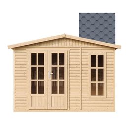 GARTENHAUS HOLZ 6 m2 - H232 x 332 x 222 cm - Ger&auml;tehaus Holz Garten-Studio M334FB+H334FBGREY