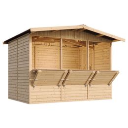MARKTBUDE Holz, Gartenhaus, DREI FENSTER - 200x300/6 m2 M150A