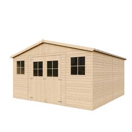 HOLZ-GARTENHAUS MIT IMPR&Auml;GNIERTEM BODEN - H246 x 418 x 420 cm/ 16 m&sup2; - M330+330G