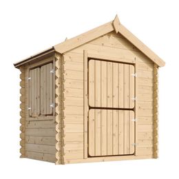KINDERSPIELHAUS aus Holz 1,1m2 - MIT B&Ouml;DEN &ndash; B112xL146xH145 cm - M516