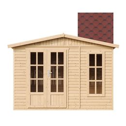 GARTENHAUS HOLZ 6 m2 - H232 x 332 x 222 cm - Ger&auml;tehaus Holz Garten-Studio M334FB+H334FBRED